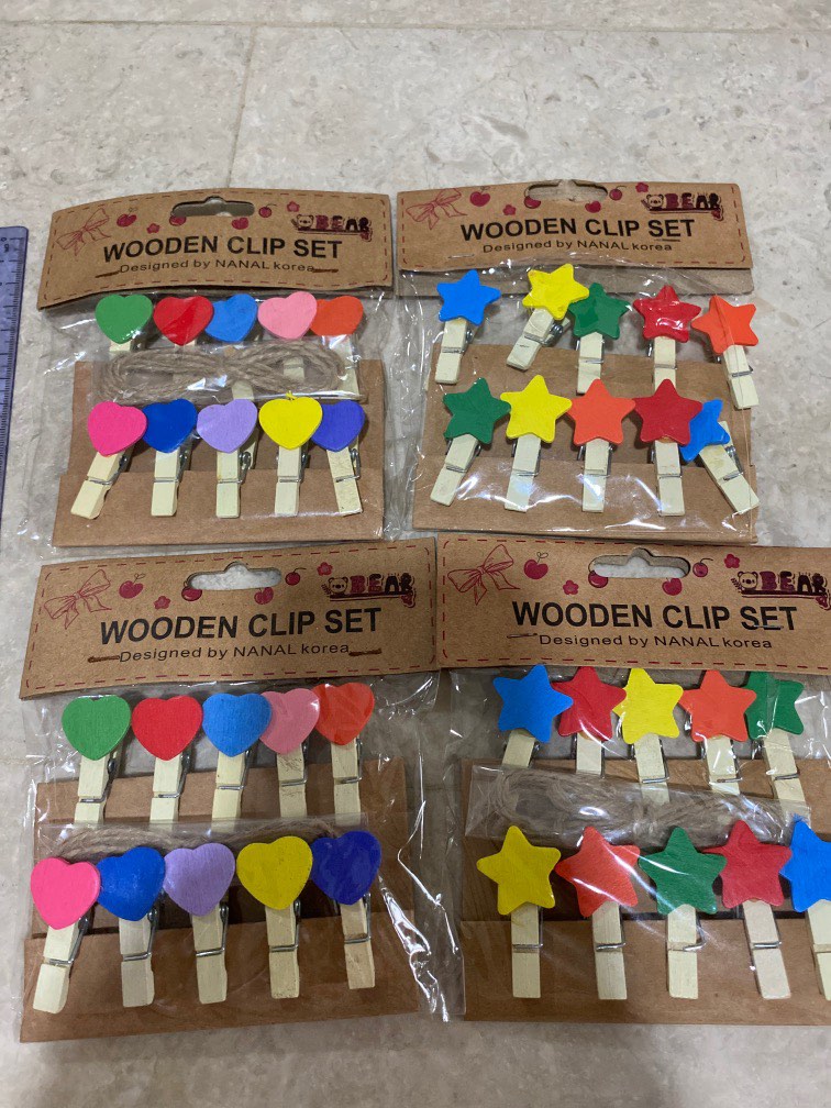 Wooden clip set photos display bookmarks, Hobbies & Toys, Stationery ...