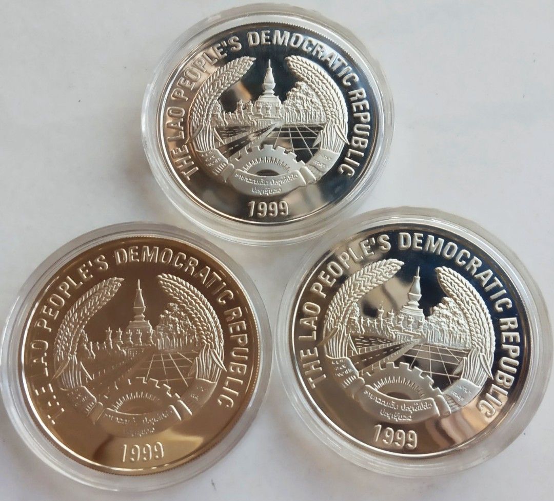 1999 LAO Lunar Rabbit 3x Silver Proof Coin Set, Hobbies & Toys ...