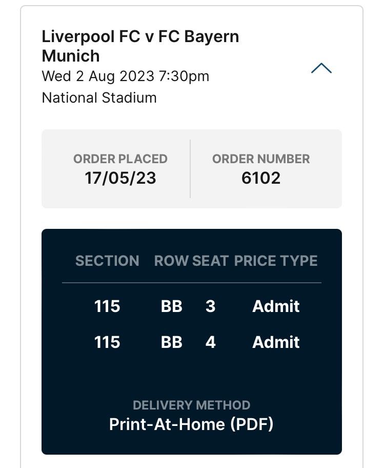 2 Platinum tickets to Liverpool vs Bayern Match at National Stadium, Tickets & Vouchers, Event ...