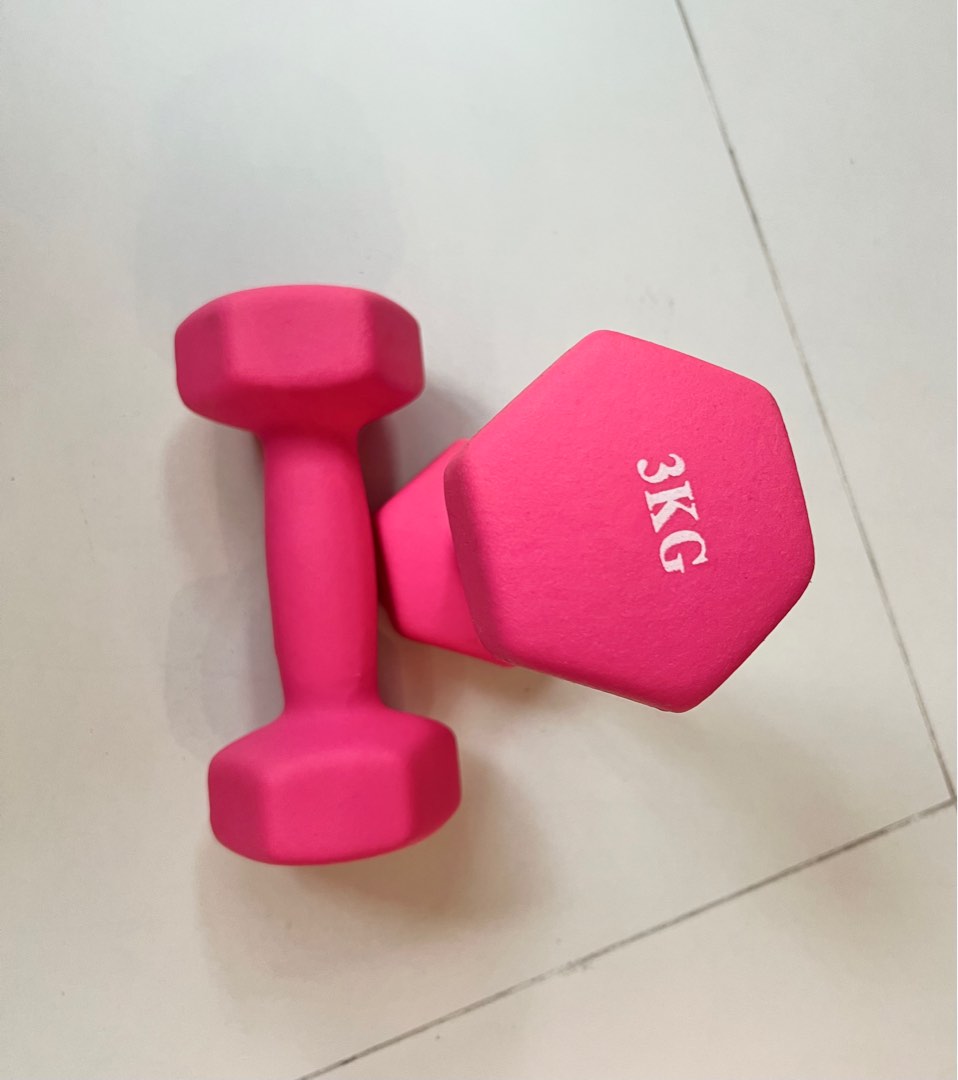 3kg Hexagon Dumbbell Weight Training Rubber dumbbell, Sports Equipment ...