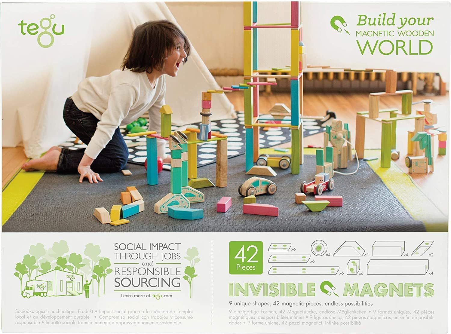 42 Piece Tegu Magnetic Wooden Block Set, Tints (Tints), Hobbies & Toys ...