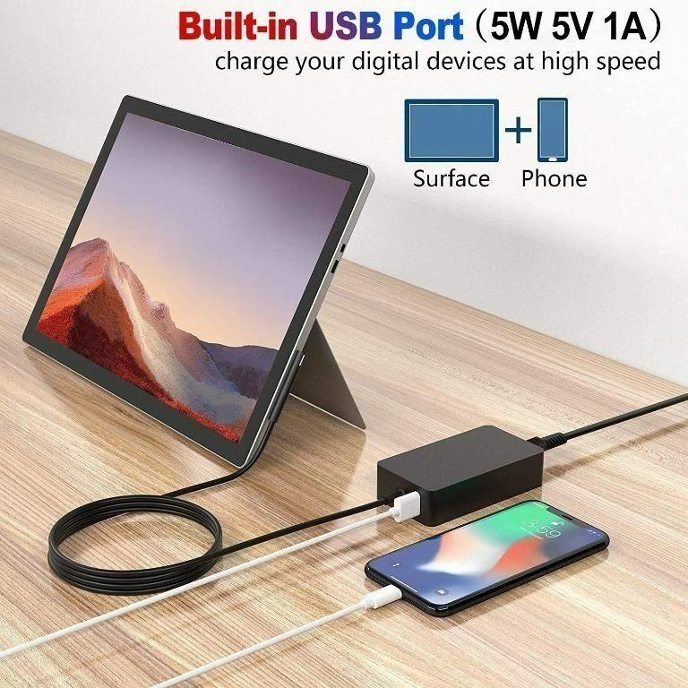 [717B] 65W Surface Pro Charger, 15V/4A/65W Surface Charger for ...