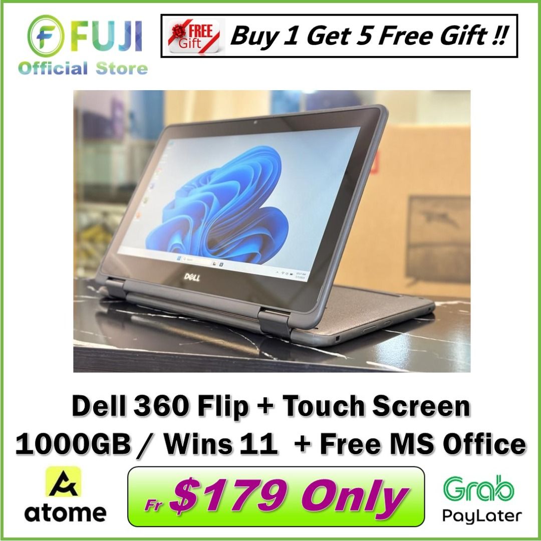 Dell 360 Flip Touch Screen Laptop - 4GB RAM - SSD Drive - 12 Inch Touch ...