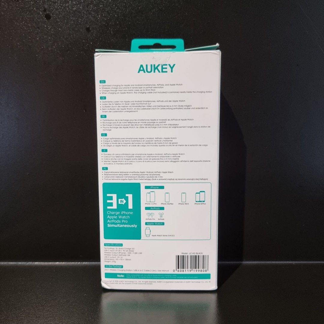 Aukey Aircore 3-in-1 Wireless Charging Station, Mobile Phones & Gadgets ...