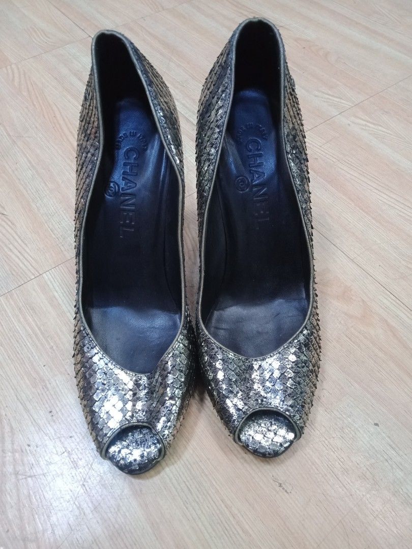 Authentic Chanel Python Pumps Silver, Luxury, Sneakers & Footwear on ...