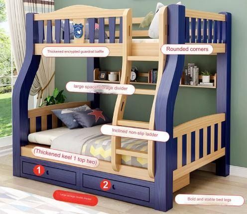 Bunk bed bunk bed high and low bed all solid wood mother and child bed adult two-story elevated ...