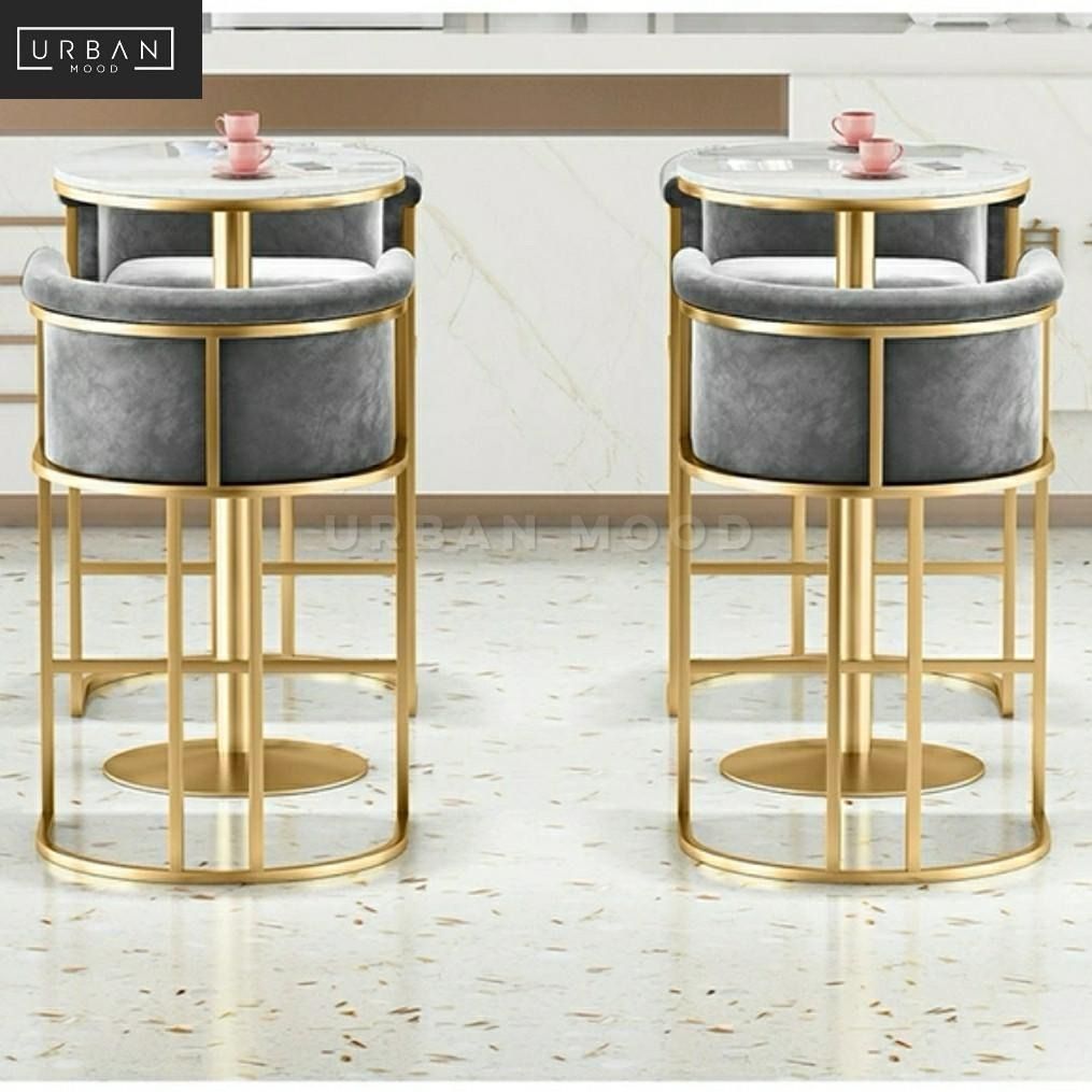 CHARIS Modern Velvet Bar Stool, Furniture & Home Living, Furniture ...