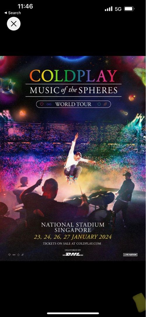 Coldplay 26 Jan Standing, Tickets & Vouchers, Event Tickets on Carousell