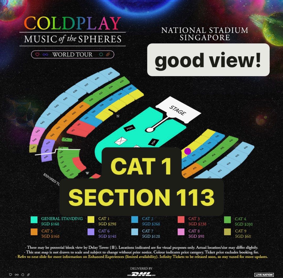 COLDPLAY CAT 1 TICKETS DAY 5 TICKETS 30 JAN TUESDAY SECTION 113 *SIDE ...