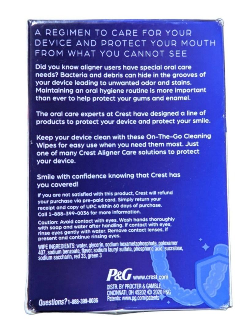 Crest Aligner Care Cleaning Wipes for Aligners, Retainers, Mouth Guards ...