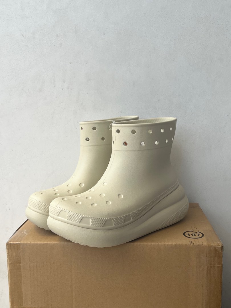 Crocs Crush Boots in Off White (Balenciaga dupe), Women's Fashion ...
