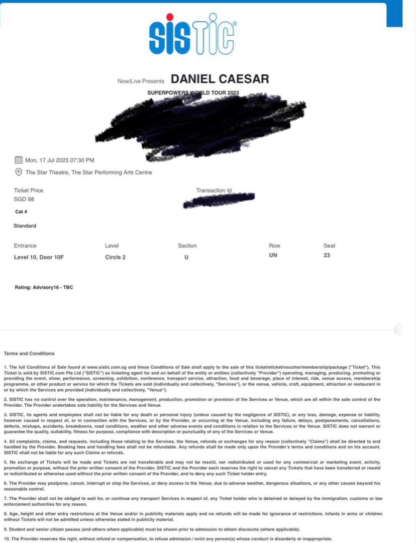 Daniel Caesar Singapore Ticket, Tickets & Vouchers, Event Tickets on Carousell