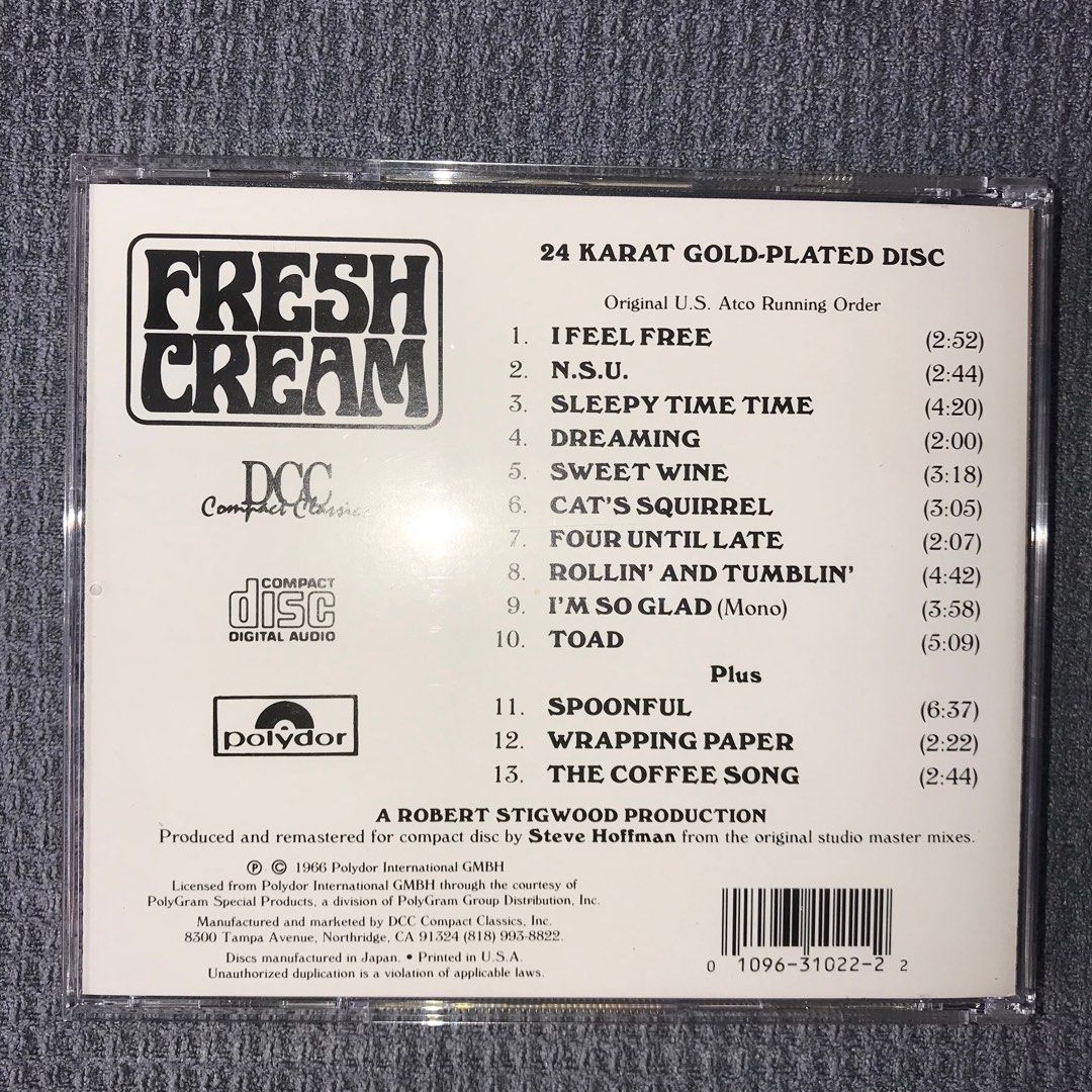 DCC 24KT Gold CD - Cream / Fresh Cream, Hobbies & Toys, Music & Media ...