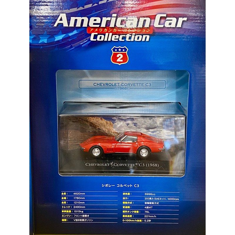 DeAgostini Chevy 1968 CHEVROLET CORVETTE C3 Red History Sports American ...