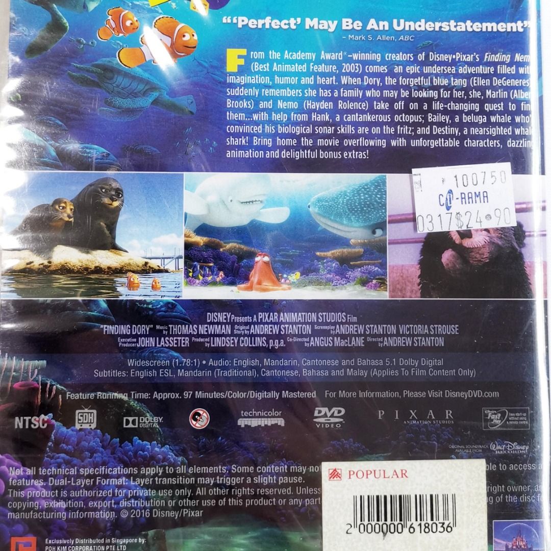 Disney PIXAR Finding Dory DVD, Hobbies & Toys, Music & Media, CDs ...