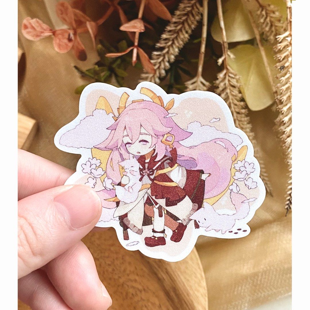 Genshin Die-cut Stickers Yae Miko, Raiden & Lumi Trinity, Hobbies ...