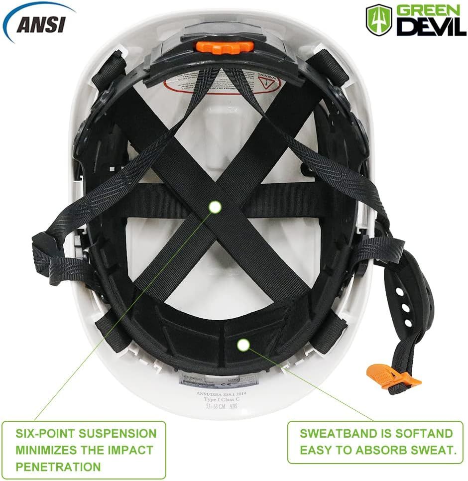 GREEN Safety Helmet Hard Hat Adjustable Lightweight Vented ABS Work ...