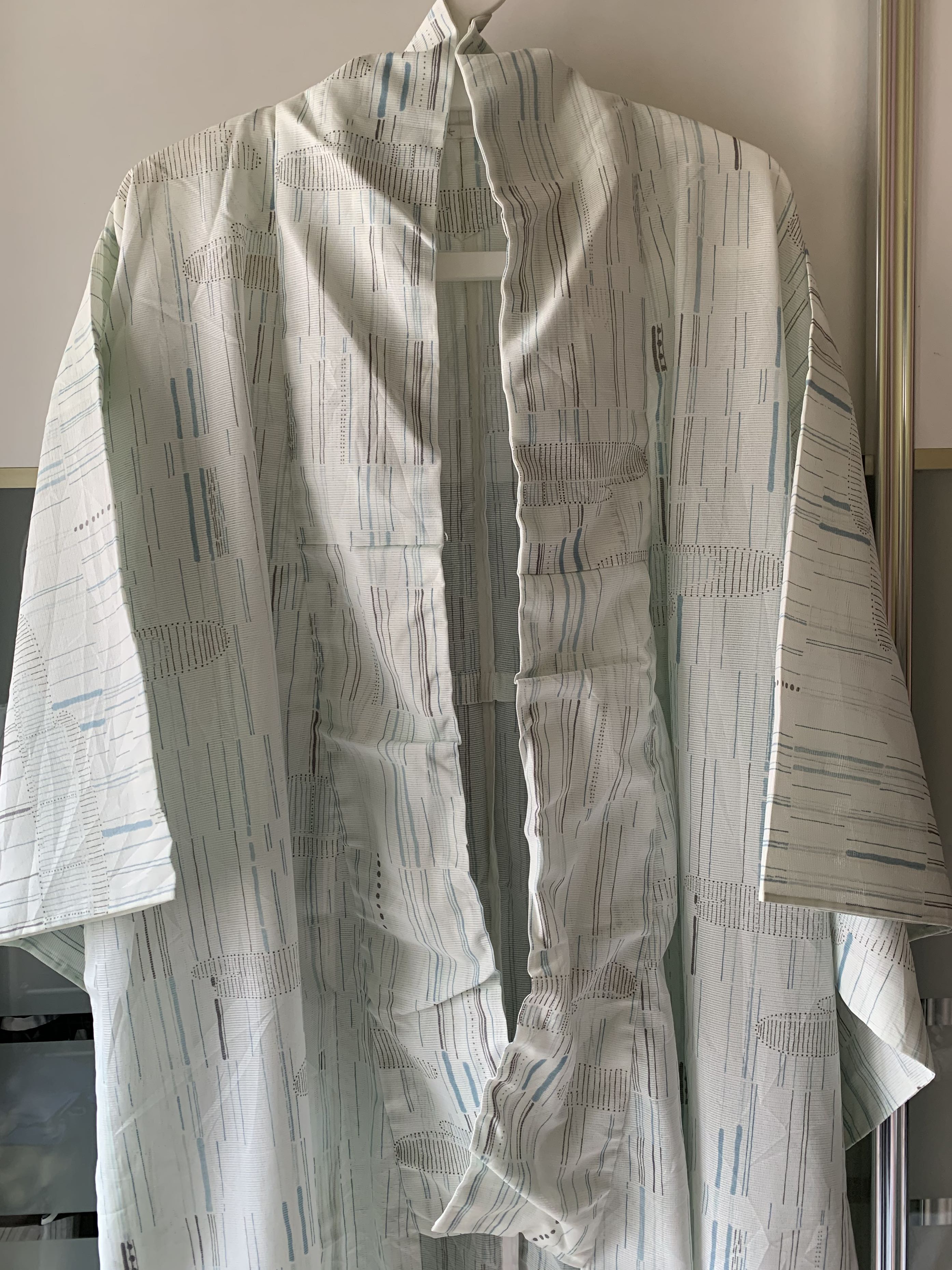 Hitoe Kimono White with Stripe Patterns, Women's Fashion, Dresses ...