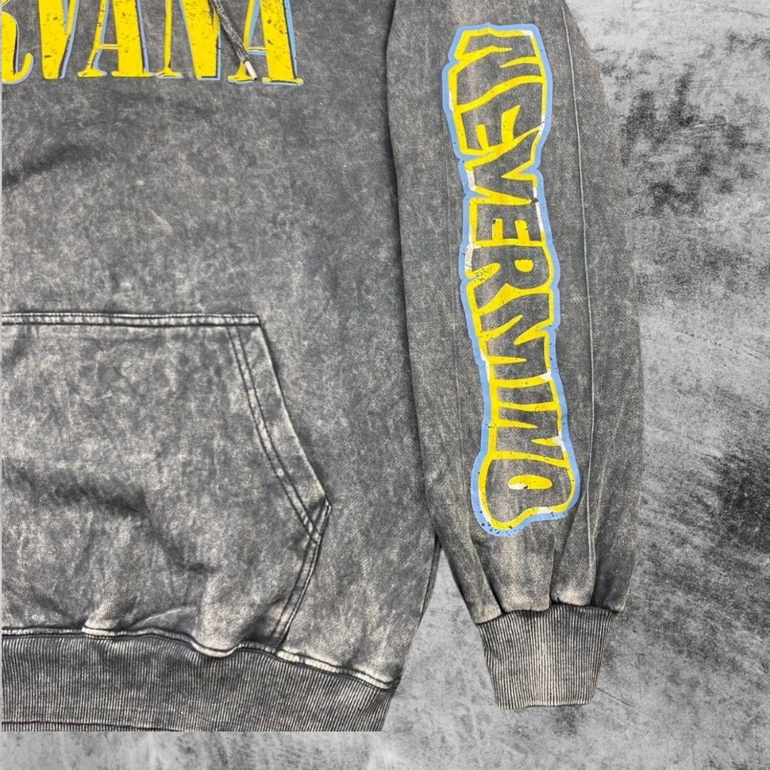Hoodie Band Nirvana Nevermind Sandwash Abu Boxy Fit Oversize, Fesyen Pria, Pakaian , Baju Luaran ...