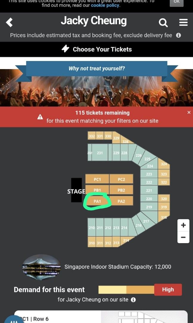 Jacky Cheung Singapore CAT 1 Tickets x2, Tickets & Vouchers, Event Tickets on Carousell
