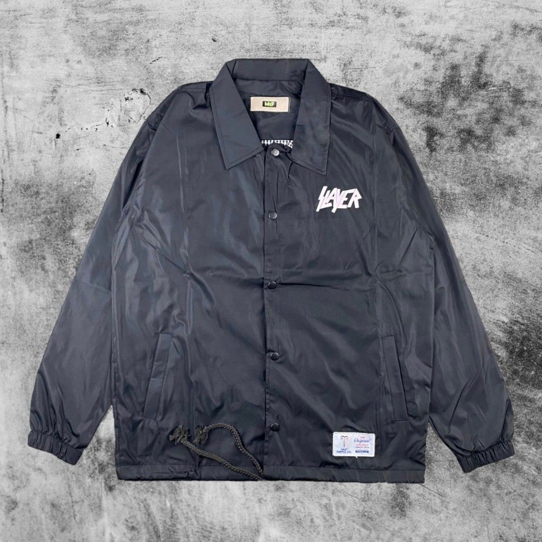 Jaket Coach Slayer Hitam, Fesyen Pria, Pakaian , Baju Luaran di Carousell