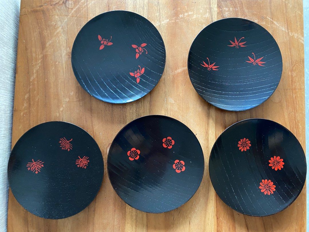 Japanese Thin Lacquer Plate Set, Furniture & Home Living, Kitchenware ...