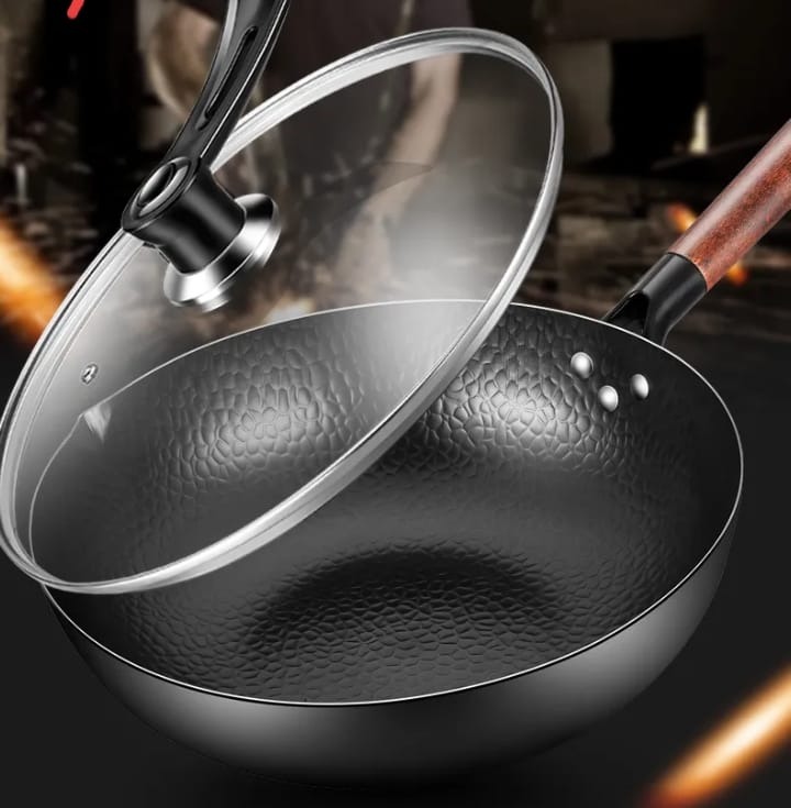 Cast Iron Wok Non-coated Pot General use for Gas and Induction Cooker ...