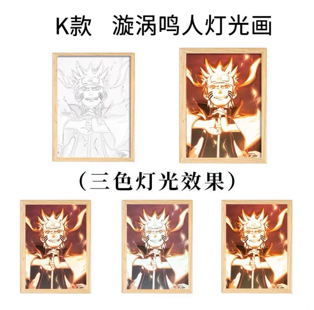 LED Anime Art Frame Display One piece Naruto Demon Slayer Gundam ...