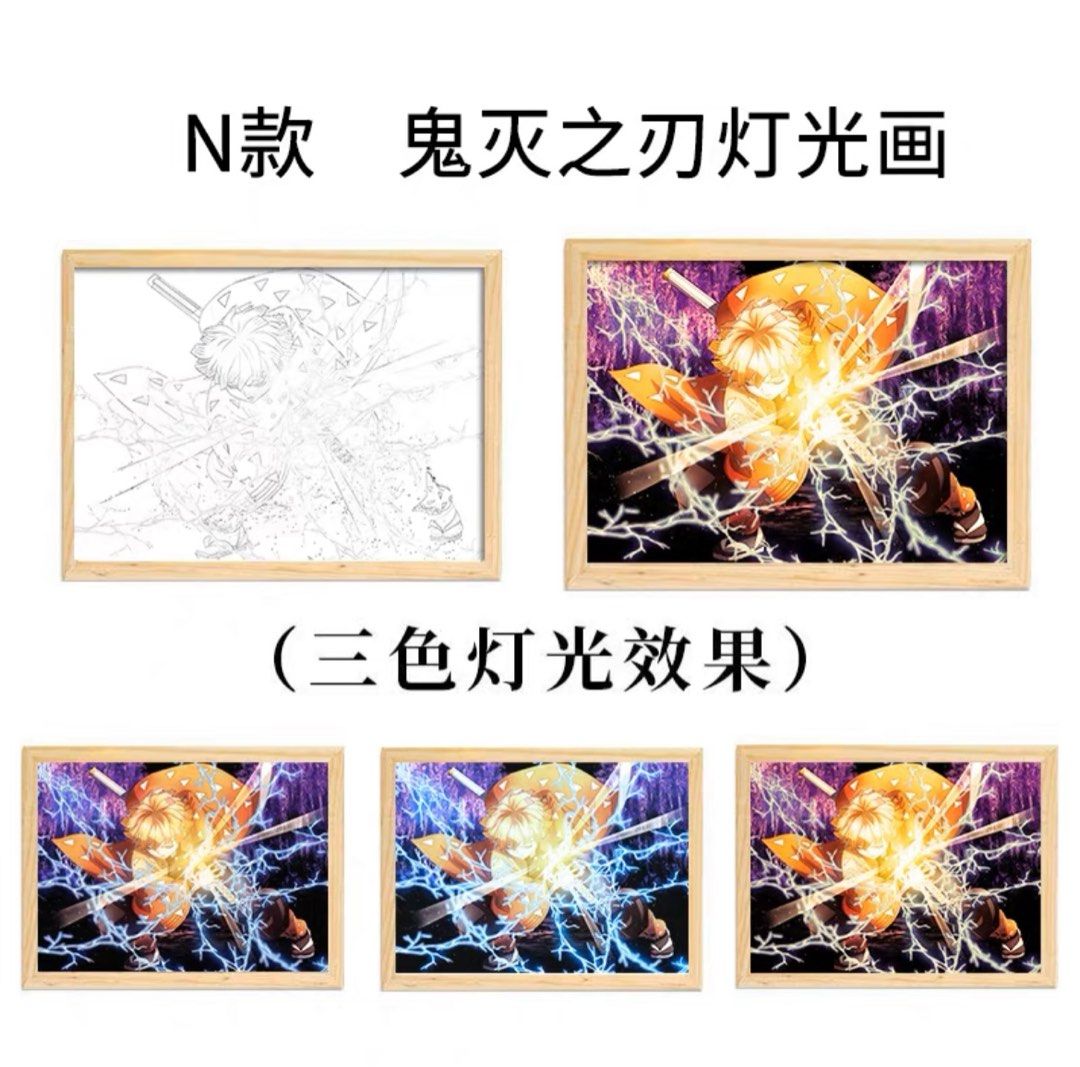 LED Anime Art Frame Display One piece Naruto Demon Slayer Gundam ...