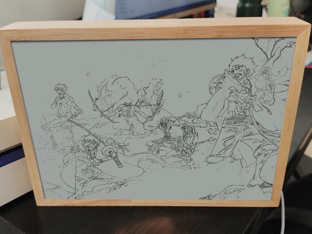 LED Anime Art Frame Display One piece Naruto Demon Slayer Gundam ...