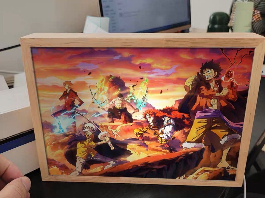 LED Anime Art Frame Display One piece Naruto Demon Slayer Gundam ...