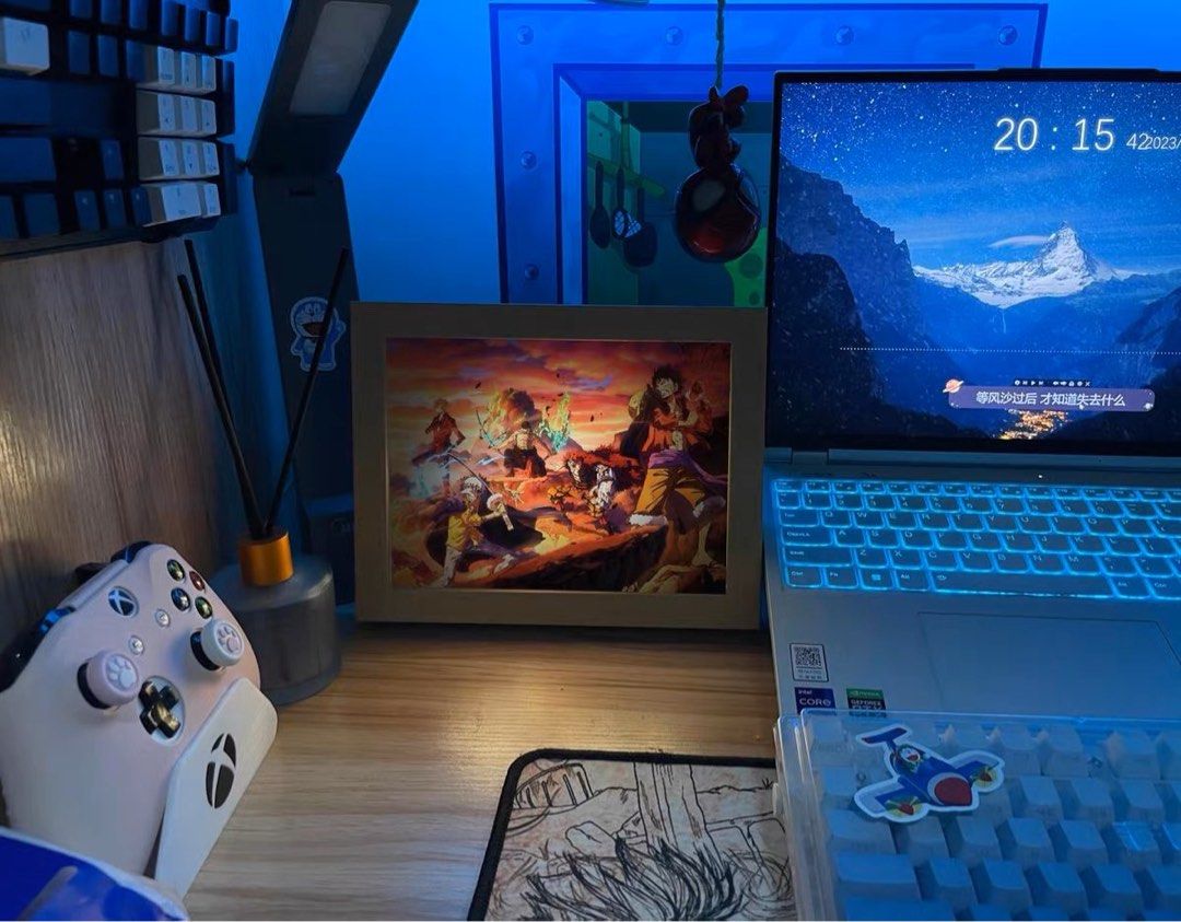 LED Anime Art Frame Display One piece Naruto Demon Slayer Gundam ...