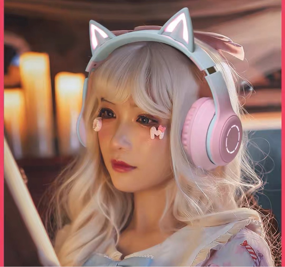 LED Cat Ears Gaming Wireless Bluetooth Headphone with Mic, Audio ...