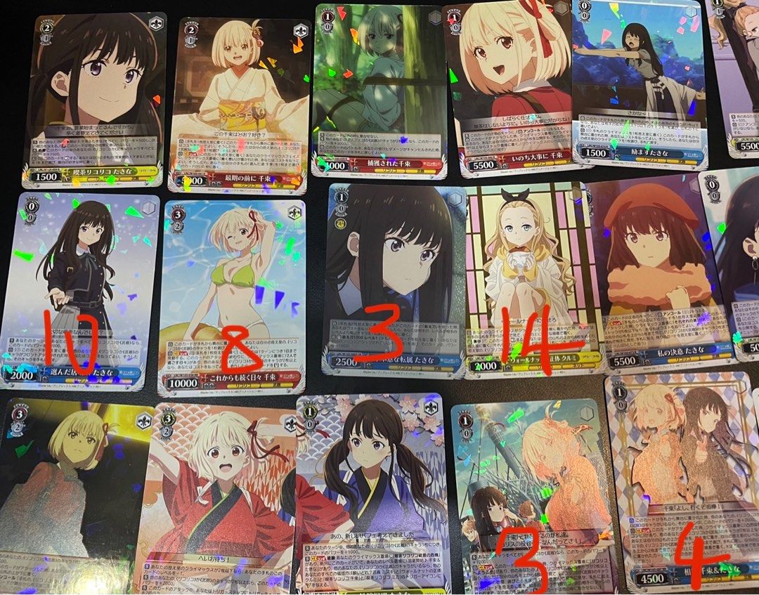 lycoris recoil weiss schwarz cards, Hobbies & Toys, Memorabilia ...