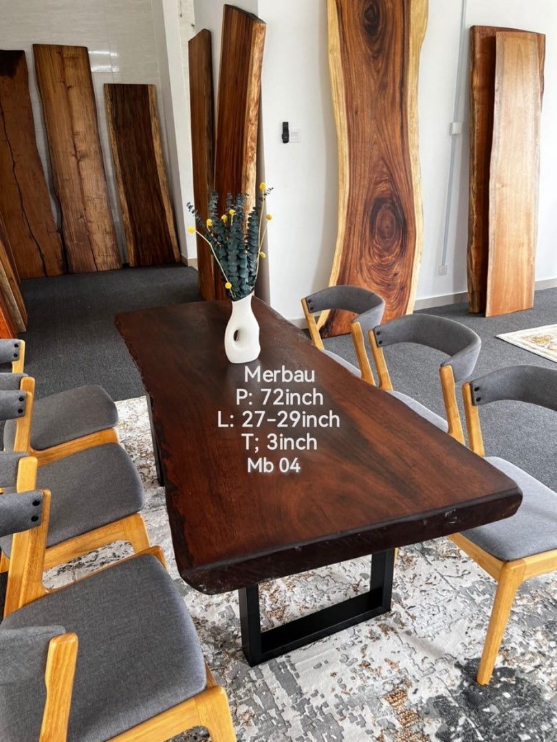 Meja makan merbau wood slab, Furniture & Home Living, Furniture, Tables ...