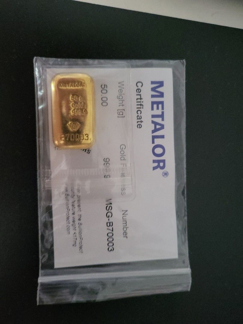 Metalor 50g gold bar, Women's Fashion, Jewelry & Organisers, Precious ...