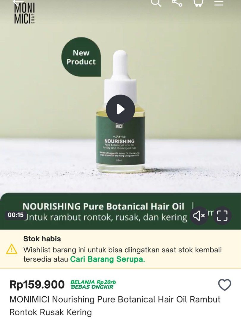 Moni Mici Hair Oil, Kesehatan & Kecantikan, Perawatan Rambut di Carousell