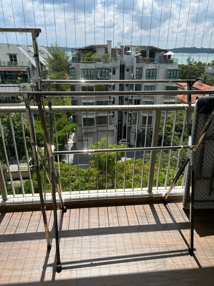 [Moving Out] Stainless clothes rack,foldable, adjustable, movable rack ...