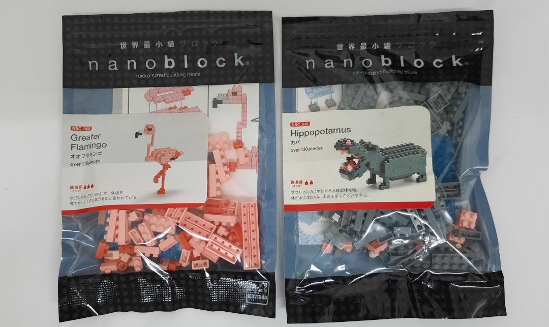 Nanoblock Hippopotamus & Greater Flamingo, Hobbies & Toys, Toys & Games on Carousell