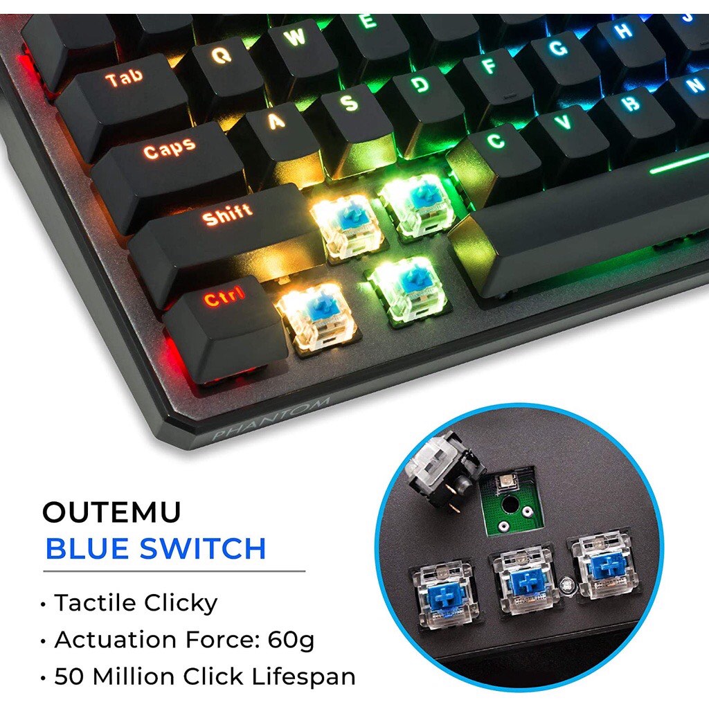 (New) Tecware Phantom RGB Backlight Mechanical Keyboard 87 Key ...