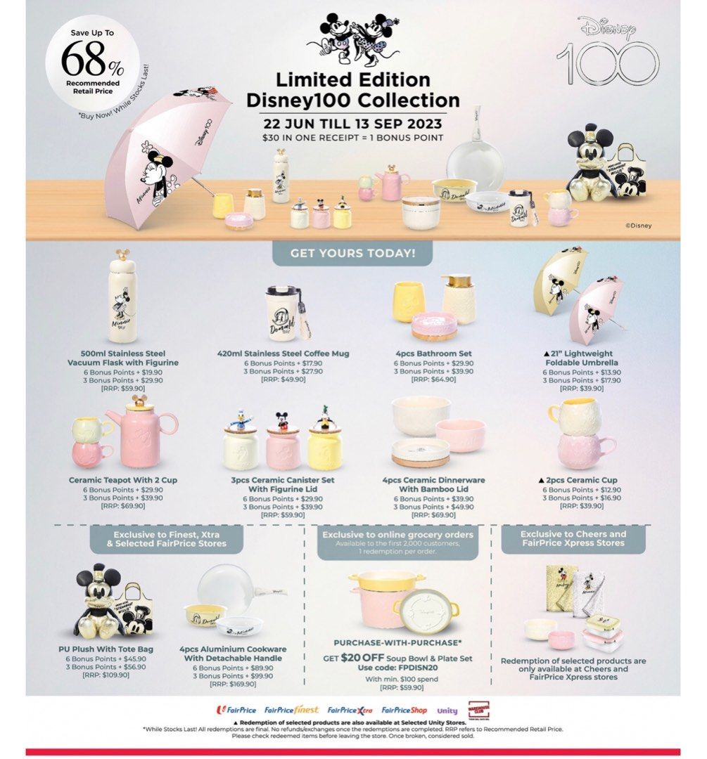 Ntuc Fairprice Bonus points redemption for exclusive Disney100 ...