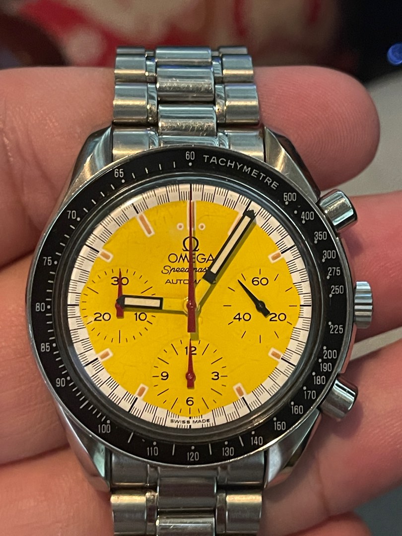 Omega SpeedMaster Schumacher Yellow, Luxury, Watches on Carousell