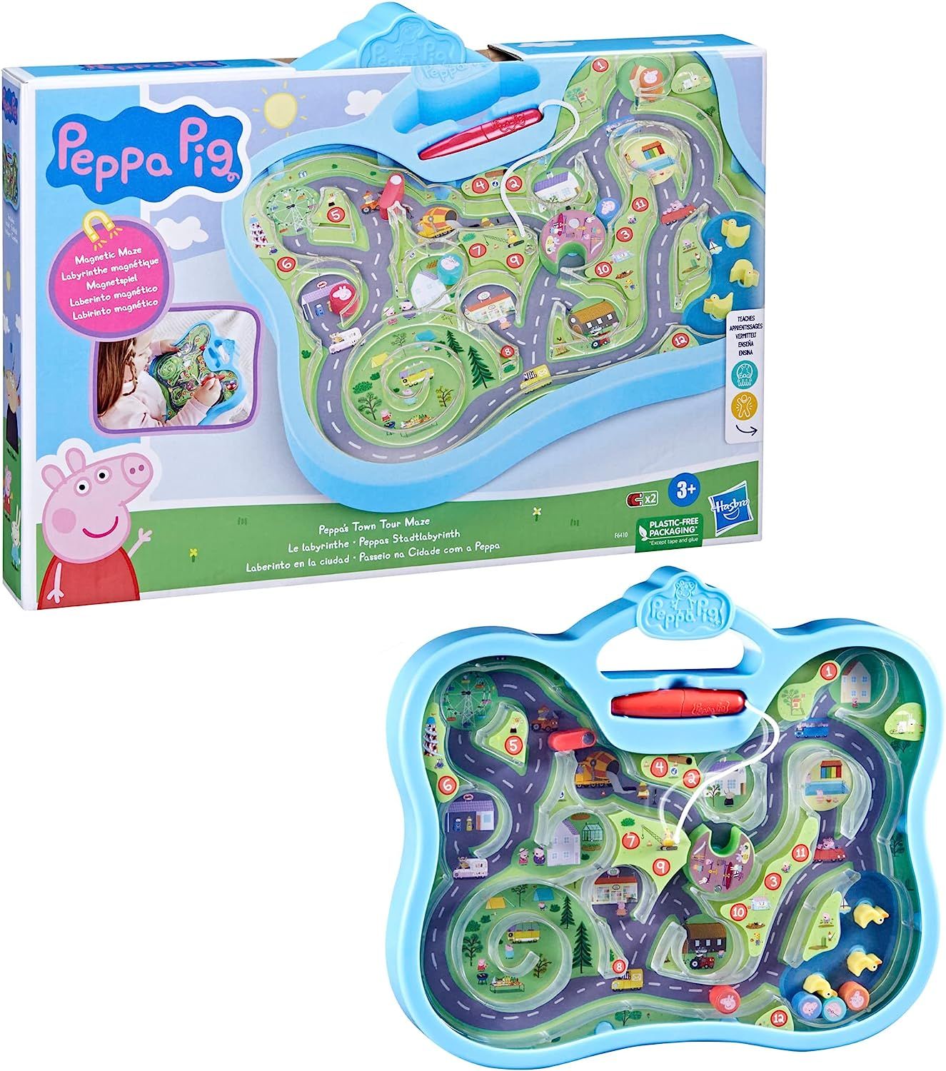Peppa Pig Toys Peppa’s Town Tour Maze, Magnetic Maze Toys for 3 Year ...