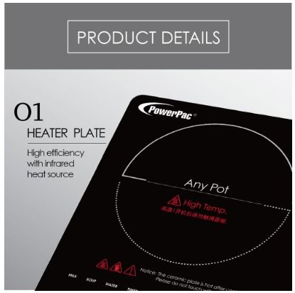 PowerPac Ceramic Cooker Steamboat (Any Pot) 2000 Watts (SOL2492), TV ...