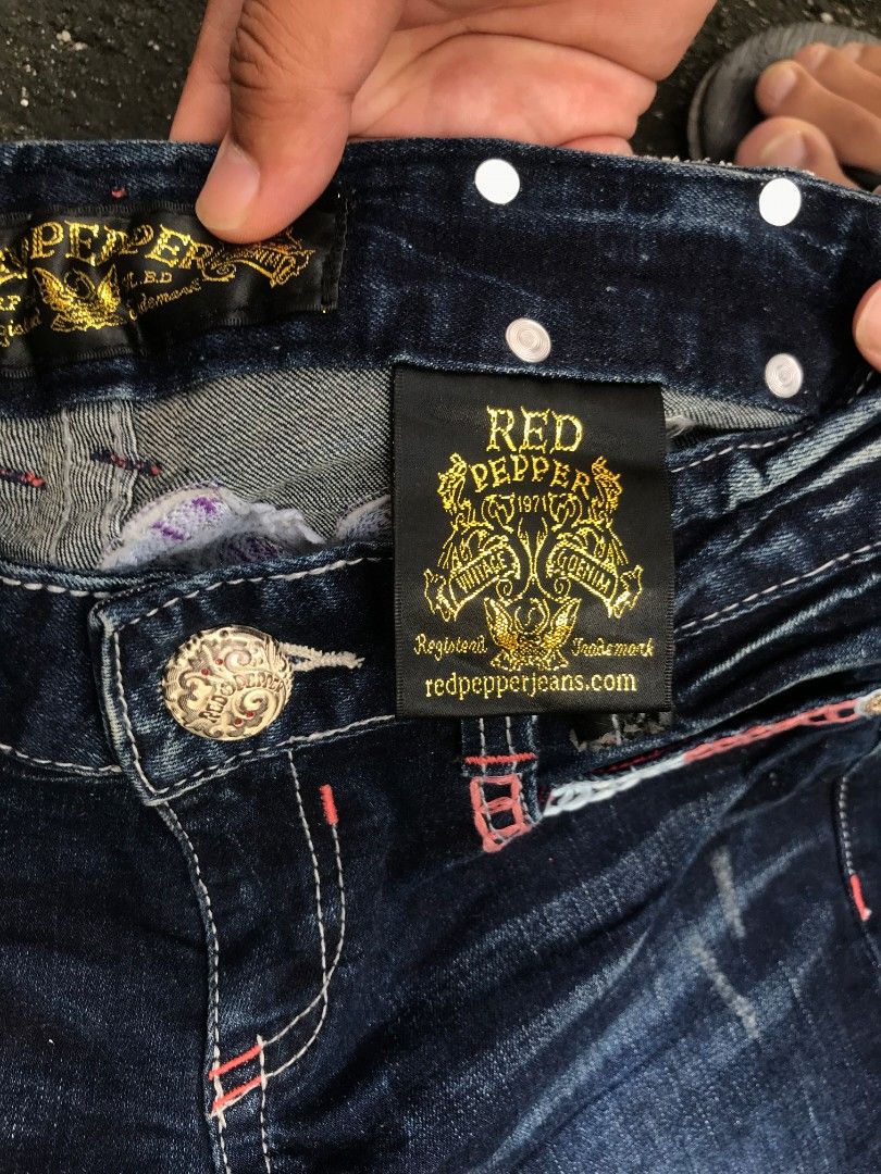 Red Pepper jeans - cross logo, Women's Fashion, Bottoms, Jeans on Carousell