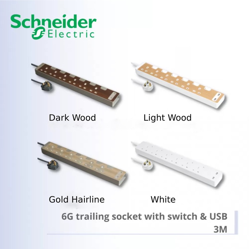 Schneider Electric 6-Way AvatarOn Extension Cord with 2 USB Port, 3 ...