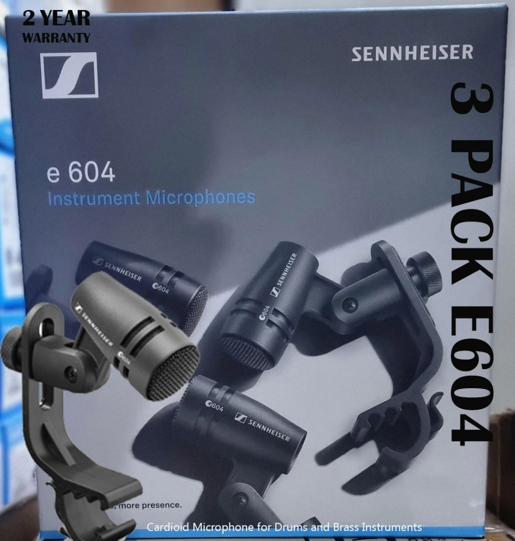 Sennheiser 3 PACK e604 dynamic instrument microphone pack, Audio, Microphones on Carousell