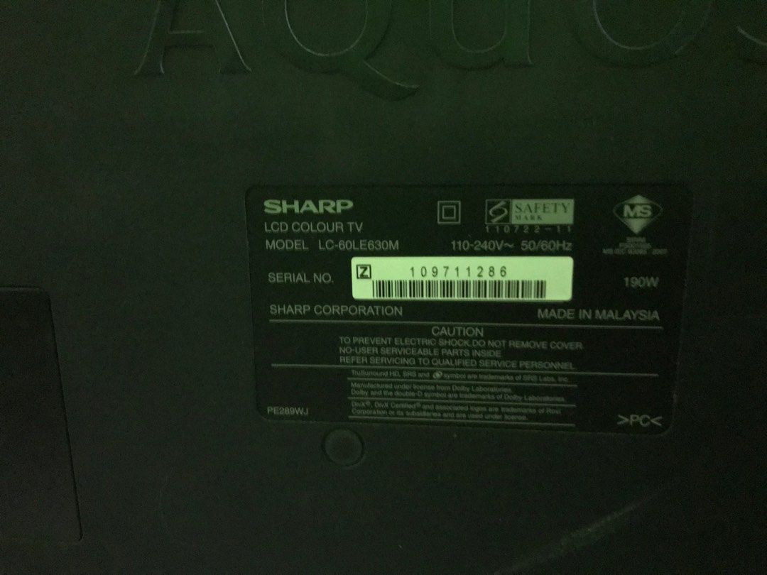 Sharp Aquos 60" Full HD TV Sharp, TV & Home Appliances, TV ...