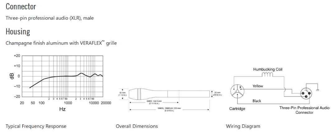 Shure SM63LB-X Dynamic Omni Microphone (Long) + Mic flag kit, Audio ...