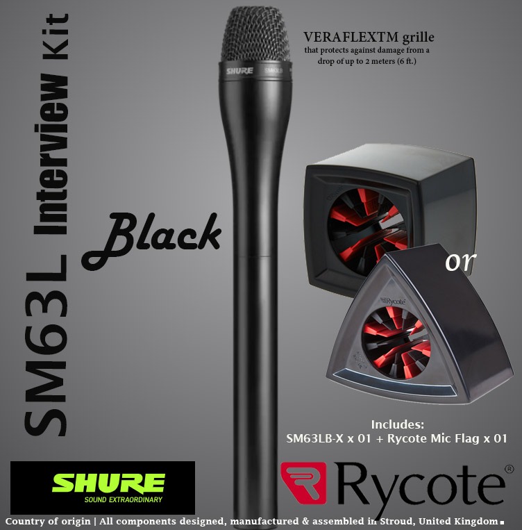 Shure SM63LB-X Dynamic Omni Microphone (Long) + Mic flag kit, Audio ...